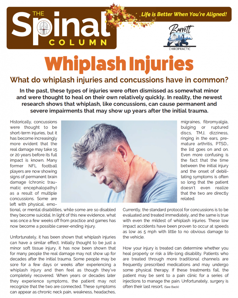 What do whiplash injuries and concussion have in common?